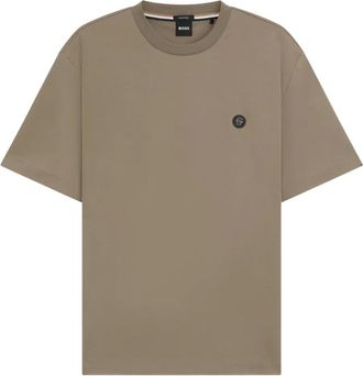 BOSS t-shirt en coton à patch logo - Tons neutres