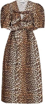Ganni Robe midi imprim&eacute; en coton