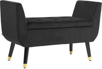 HOMCOM Homcom - Sitzbank mit Stauraum Armlehnen Polsterbank mit Samtoptik, Sitztruhe mit Holzbeine, Truhenbank f&uuml;r Wohnzimmer Schlafzimmer Flur 107 x 42 x