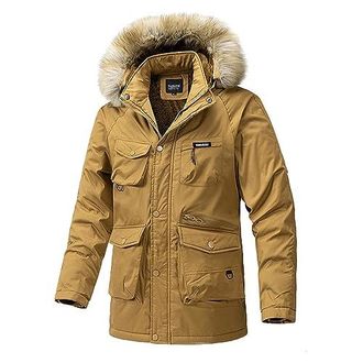 Generic Manteau Homme Hiver Chaud,Trench-Coat d&eacute;contract&eacute; en coton pour hommes avec ceinture et fermeture &eacute;clair coupe structur&eacute;e et poches imposant coutures 