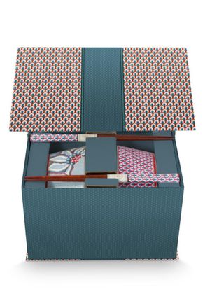 Pip Studio Flower Festival Oriental Geschenkset Schalen und Essstäbchen blau 15cm