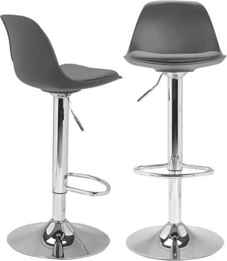 IDMarket Lot de 2 tabourets de Bar Karl Design Gris