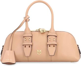 Pinko Pinko, Femme, Sacs, Beige, Taille: ONE Size Sac &agrave; main en cuir avec d&eacute;tail de cadenas