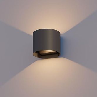 Calex Applique Murale LED Ovale, Luminaire Ext&eacute;rieur, Noir, bidirectionnel, 7W Lumi&egrave;re Blanche Chaude, Faisceau Lumineux R&eacute;glable