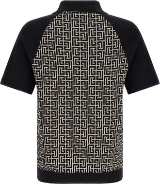 Balmain Monogram Jacquard Polo - Black