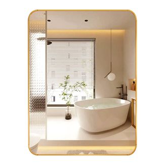 Generic Spiegel Duschspiegel Verzerrungsfrei Vertical or Horizontal Montage f&uuml;r Badezimmer Wohnzimmer Schlafzimmer Eingang Wanddekoration(Gold,80x120cm)