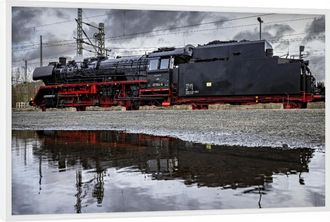 artboxONE Poster mit wei&szlig;em Rahmen 45x30 cm Reise Historische Dampflok - Bild Zug Eisenbahn lok