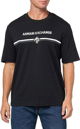 A|X Armani Exchange Homme, Tops, Bleu, Taille: XL Linear Logo T-shirt
