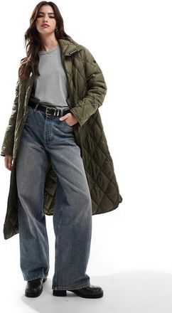 Superdry Veste matelassée super longue - Vert ciboulette