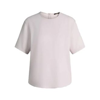 Windsor Femme, Tops, Beige, Taille: 38 FR Cr&ecirc;pe-Kurzarm-Blusen-Shirt