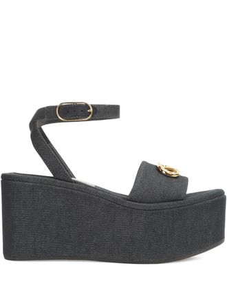 Sergio Rossi logo-plaque platform sandals - Bleu