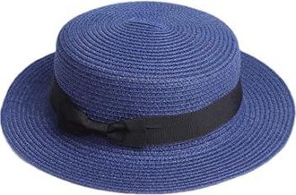 Generic Chapeau De Paille Plat Pour Parents Et Enfants, Chapeau De Canotier, Avec Noeud Pour Filles, Chapeaux Dété Pour Femmes Et Enfants, Chapeau De Paille P