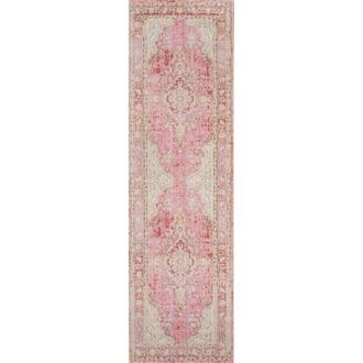 Momeni Rugs Isabella Traditioneller Medaillon-Teppich, flach, 70 x 20 cm, Rosa