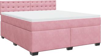 vidaXL Vidaxl - Giroletto A Molle Con Materasso Rosa 180x200 Cm In Velluto