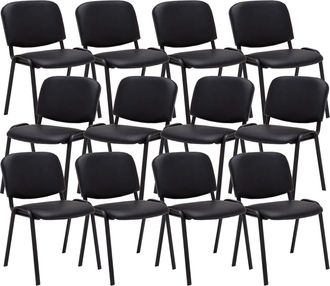 Clp 12er Set Besucherstuhl Ken Kunstleder I Stapelstuhl Mit Robustem Metallgestell I Polsterstuhl Mit Rückenlehne, Farbe:schwarz