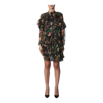 Msgm Abito Corto Rouches Fantasia - - Dresses - Damen - Schwarzk - M