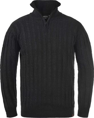 Indicode IDPaulo Herren Strickpullover Troyer Grobstrick Pullover mit Troyerkragen 100% Baumwolle Regular fit, Größe:M, Farbe:Charcoal Mix (915)