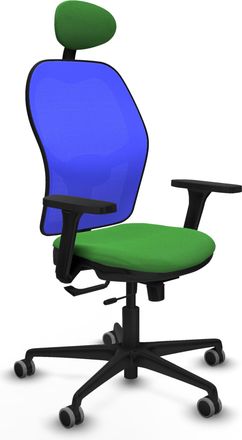 Piqueras y Crespo Ergonomischer Computerstuhl mit 3D-Armen, h&ouml;henverstellbarer Lendenwirbelst&uuml;tze und festem Kopfteil, ausgestattet mit Syncro/Traslack und injiziertem 