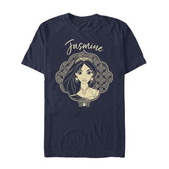 Disney Unisex Aladdin Live Action Jasmine Portrait Organic Short Sleeve T-shirt, Navy Blue, XL