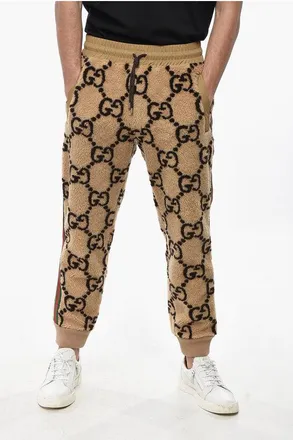 Gucci Wool Blend Joggers with All-Over Monogram and Contrasting Si size M