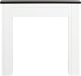 Beliani Kaminumrandung Weiß u. Schwarz MDF-Platte mit Sockel Schmal Retro Stil Klassisch Kaminkonsole Kaminattrappe Wohnzimmer Schlafzimmer Flur