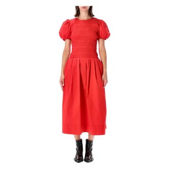 Ganni Kleid aus gerippter Baumwolle - - Dresses - Damen - Rot - XS