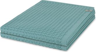 M&ouml;ve Piqu&eacute;e 2er-Set Duscht&uuml;cher - Waffelpiqu&eacute;-Struktur f&uuml;r sanftes Massagegef&uuml;hl, extra saugf&auml;hige & weiche 100% Baumwolle, Kordelaufh&auml;nger, pflegeleicht -