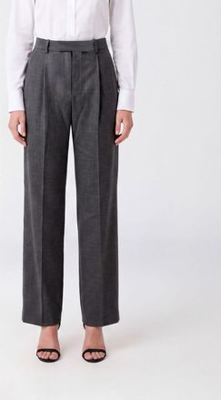 Self Portrait Pantalon de tailleur large en laine &agrave; taille haute avec pinces