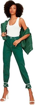 Trendyol Jean Coupe Bootcut à Fil contrasté, Vert, W36 Femme