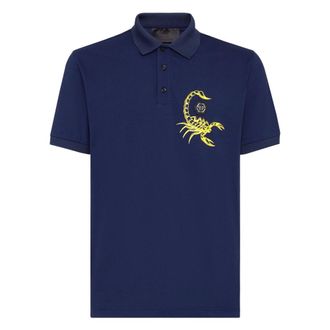 Philipp Plein Homme, Tops, Bleu, Taille: 36 FR Polo Slim Fit Scorpion