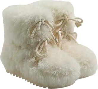 Generic YUJIEBB Bottes de neige plates en fourrure pour femme, chaussures de marche d&eacute;contract&eacute;es et chaudes, beige, 39.5 EU