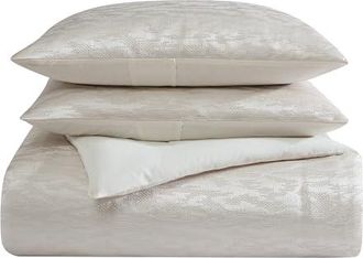 Vera Wang Bettwäsche-Set für King-Size-Bett, Luxus-Bettwäsche mit passenden Kissenbezügen, Designer-Heimdekoration (Illusion Elfenbein, King-Size)