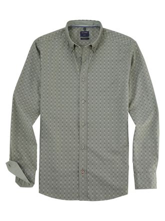 Olymp Herren Freizeithemd Langarm Casual,Rotationsdruck auf Uni,059 Casual 22,04 Button-Down-Kragen,graugr&uuml;n 48,XXL