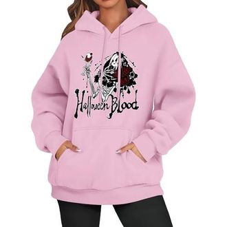 Generic Sweat &agrave; capuche gothique pour femme - Vampire gothique, Halloween, pull &agrave; capuche dautomne tendance effrayant - pour les vacances, rose clair, M