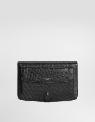 Dolce & Gabbana Clutch Aus Strau&szlig;enleder - Mann Brieftaschen Und Clutches Schwarz Onesize