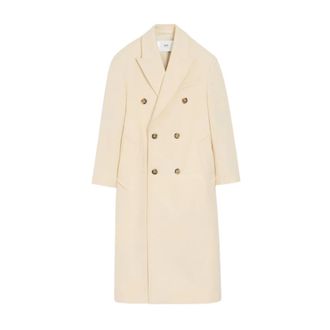 Ami Wei&szlig;er Wollmantel mit Doppelreihiger Knopfleiste - - Coats - Damen - Wei&szlig; - 3XS