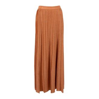 Patrizia Pepe Glitzer Plissee Midi Rock - - Skirts - Damen - Orange - XS