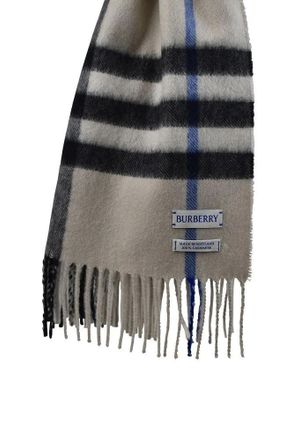 Burberry T&uuml;cher & Schals - Off-White Cashmere Plaid Scarf With Fringed Ends - Gr. unisize - in Grau - f&uuml;r Damen