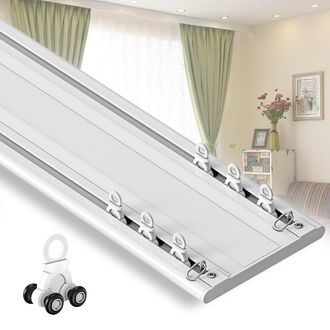 Generic Strapazierf&auml;hig Fenster Schienensystem, Doppelschiene Decken-Vorhangschiene, Vorhangschiene mit Stummen Rollen, f&uuml;r Krankenhaus, Wohnung, Schlafzimmer