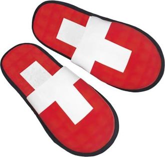 Generic Slippers Drapeau Suisse Portative Pantoufles DH&ocirc;tel R&eacute;utilisables Maison Slippers Pour Spa Femmes Voyage L