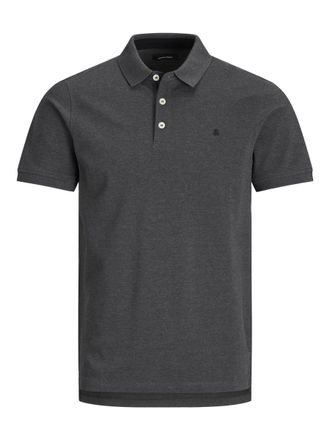 Jack & Jones Jack & Jones Herren Slim Fit Polo Shirt JJEPAULOS Uni Sommer Hemd Kragen Kurz Arm Basic Pique Cotton, Dark Grey Melange/Detail:tonal/Black/Slim, XL