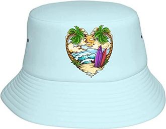 Generic Imprimé Seau Chapeau Lété de lamour Chapeaux de Seau Unisex Bobs Homme pour Camping Plage Sports