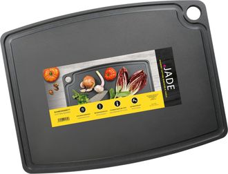 Jade Yoga Schneidebrett Gourmet Professional mit Aufhängeöse & Saftrille (49 x 38 cm) - Zellulose-Laminat, schwarz - beidseitig verwendbar - spülmaschinenfest, 