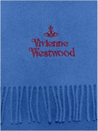 Vivienne Westwood Femme, Accessoires, Bleu, Taille: ONE Size Embroidered Scarf