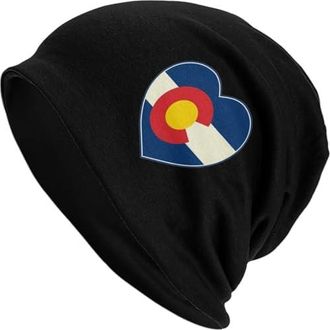 Generic Bonnet Beanie Coeur du Drapeau du Colorado Respirant Beanie Tricoté Doux Skull Casquette pour Ski À Pied