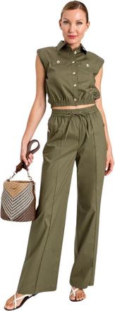 Twinset Femme, Pantalons, Vert, Taille: 40 FR Wide Pantalons