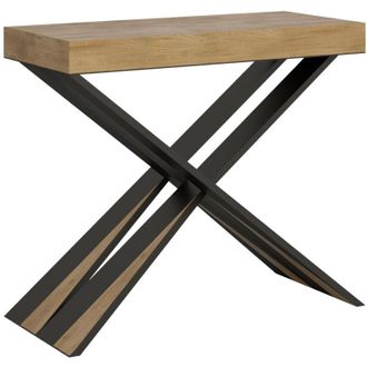 Itamoby Console extensible 90x40/300 cm Ch&ecirc;ne Diago Nature Structure Anthracite