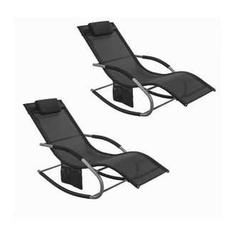 SoBuy Sobuy - Lot de 2 Chaises Longues Transat Pliable Jardin Aluminium - Bain de Soleil Ergonomique &agrave; Bascule Relax - Fauteuil Ext&eacute;rieur Confortable Plage