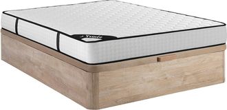 Vente-Unique Bett-Set 140 x 190 cm, Bettkasten Natur hell + Matratze 7-Zonen-Taschenfederkern & Memory-Schaum, H&ouml;he 22 cm - LUREAN von YSM&Eacute;E