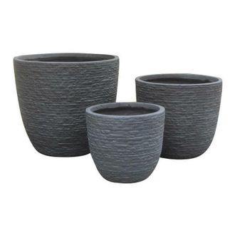 Milani Home Milani Home - Ensemble de 3 navires de jardin en fibre dargile Marisa DarkGrey - DarkGrey